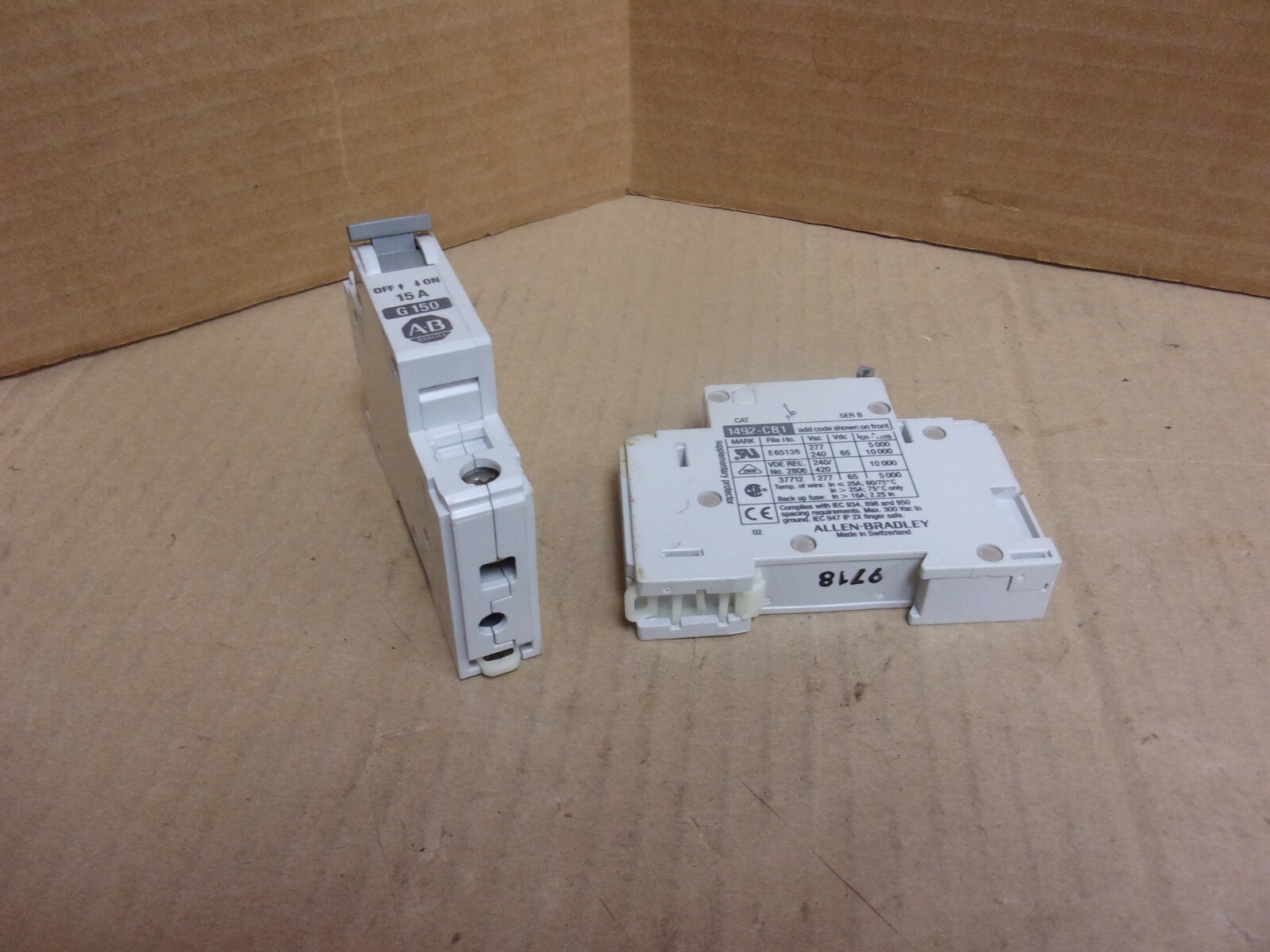 Allen Bradley Circuit Breaker , 1492-CB1 G150 , 1 pole , 15 amp, Lot of ...