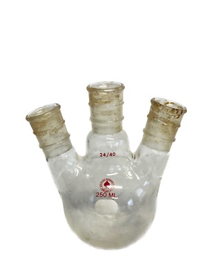 ACE GLASS Glass 250mL 24/40 3-Neck Angled Round Bottom Flask 6948-207 ...