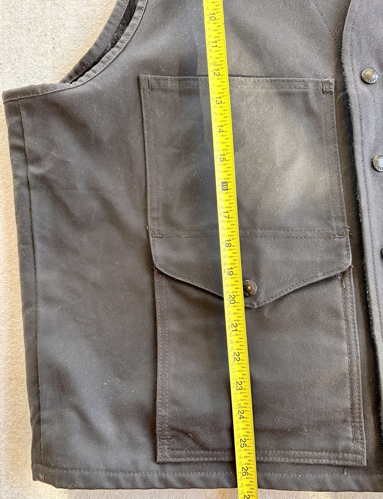 C.C. Filson Lined Cruiser Vest Waxed Canvas Wool made… - Gem