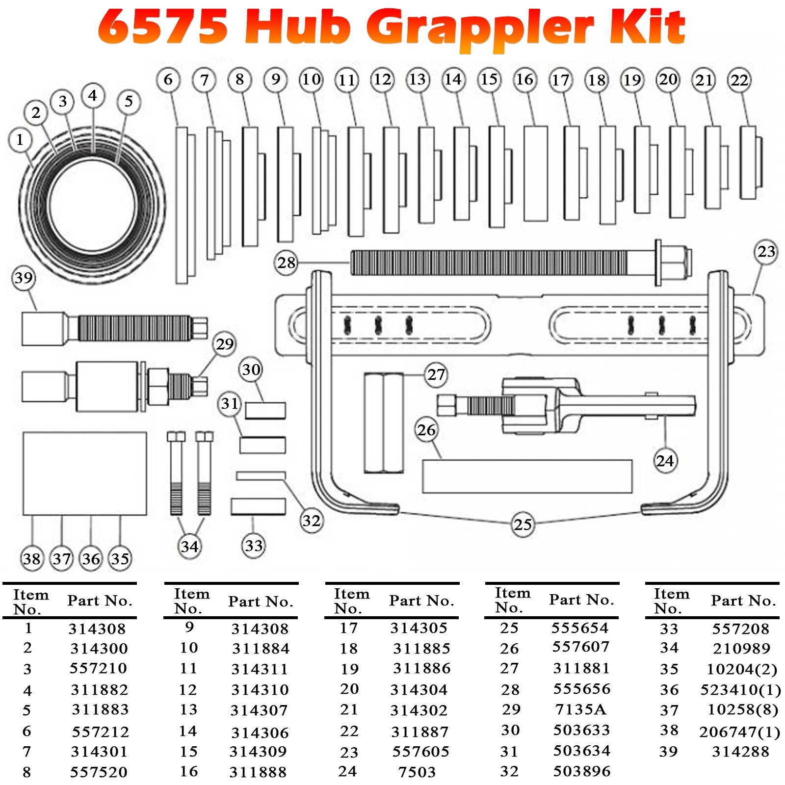 For OTC 6575 Hub Grappler Kit Front Rear Wheel Hub and Bearing Removal ...
