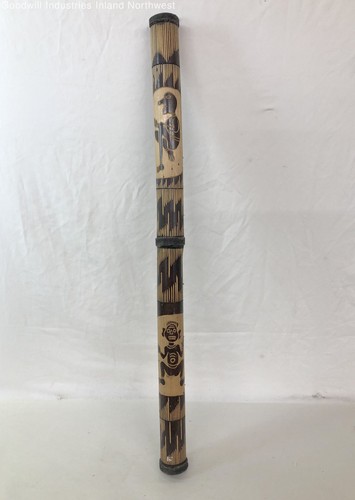 Tan & Brown Carved Wood Rain Stick Rainstick Rain Shaker Percussion ...