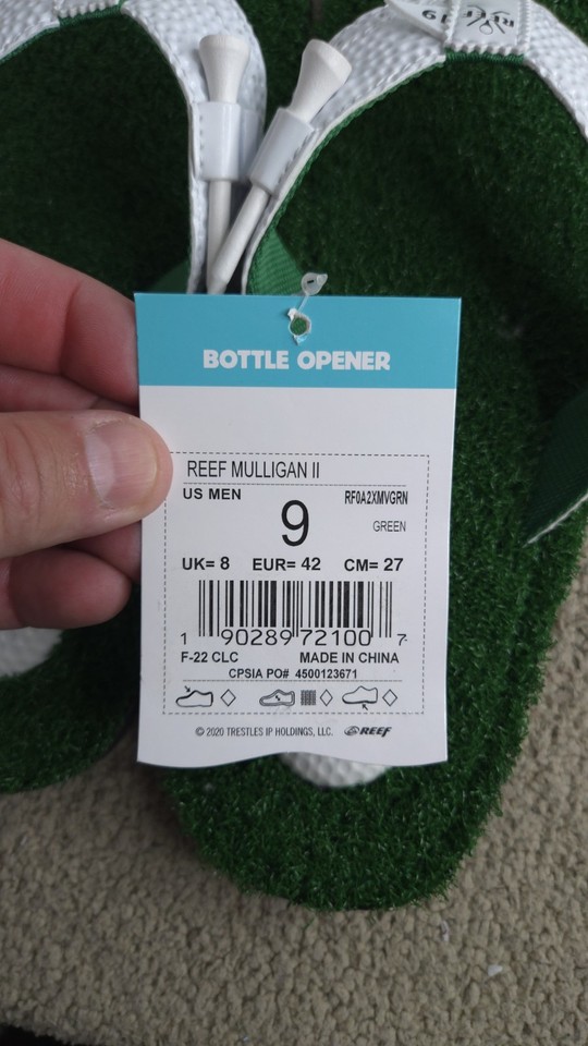 NEW Reef Mulligan II Mens 9 Golf Turf Flip Flop Sandals With Tee ...