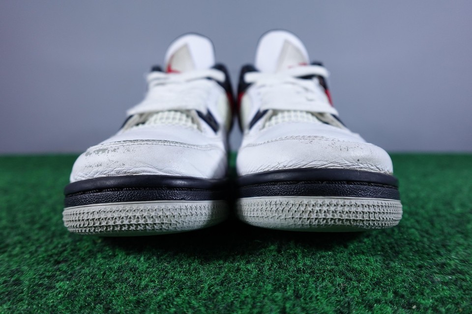 Nike Air Jordan 4 Retro Red Cement Shoes Youth Size 5.5Y White Black GS ...