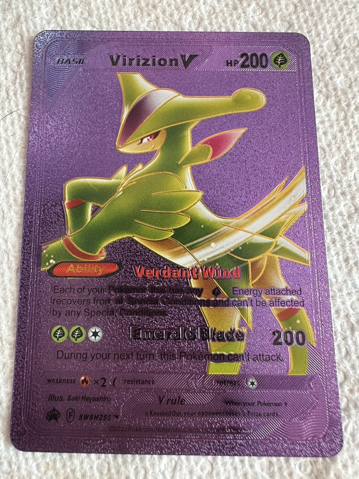 Virizion Custom Pokémon Purple Foil V 💥Fan Art 🔥Hp200 Card | eBay