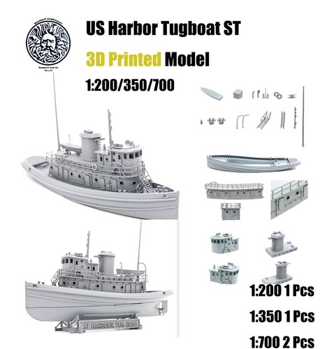 High-Precision 1/200/350/700 US Harbor Tugboat ST 3D Printed Model Kit ...