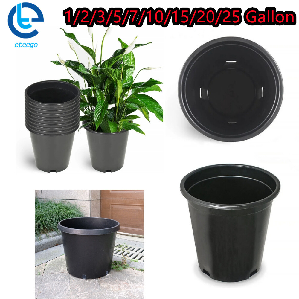2 Gallon Plant Containers Round Black Plastic Nursery Pots 2 Gallon