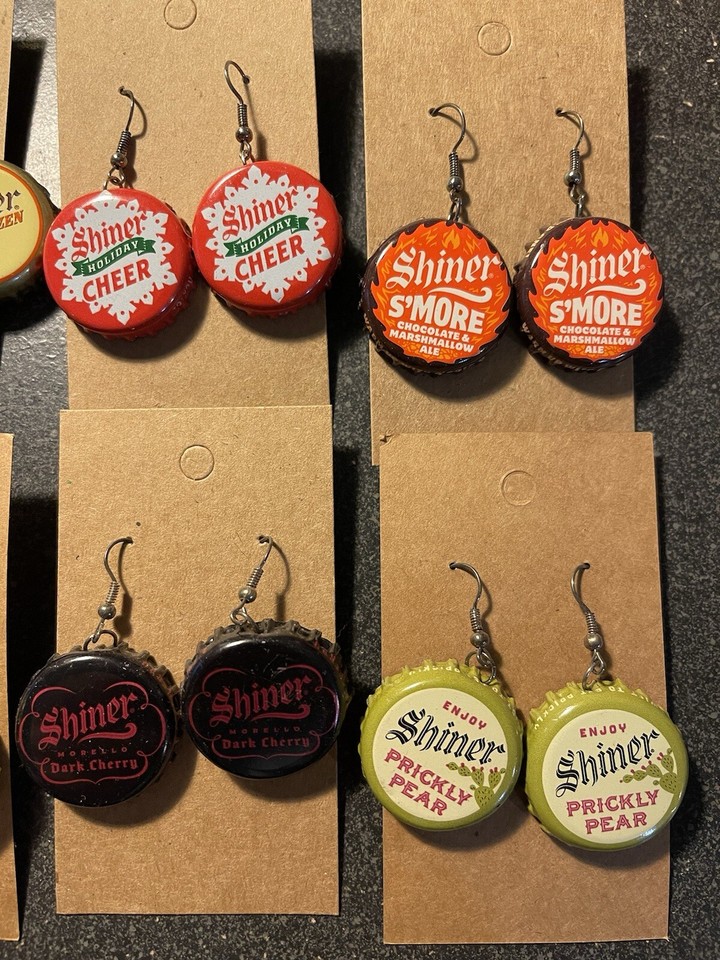 Shiner Bock Beer Bottle Cap Earring Set Of 10 Girls Night Glitter ...