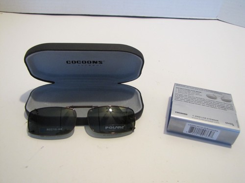 NWT COCOONS RECTANGLE CLIP ON SUNGLASSES RC15 48 L4209G POLARe W/CASE ...