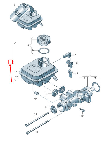NEW AUDI A8 D3 4E BRAKE MASTER CYLINDER FLUID RESERVOIR 4E0611301A ...