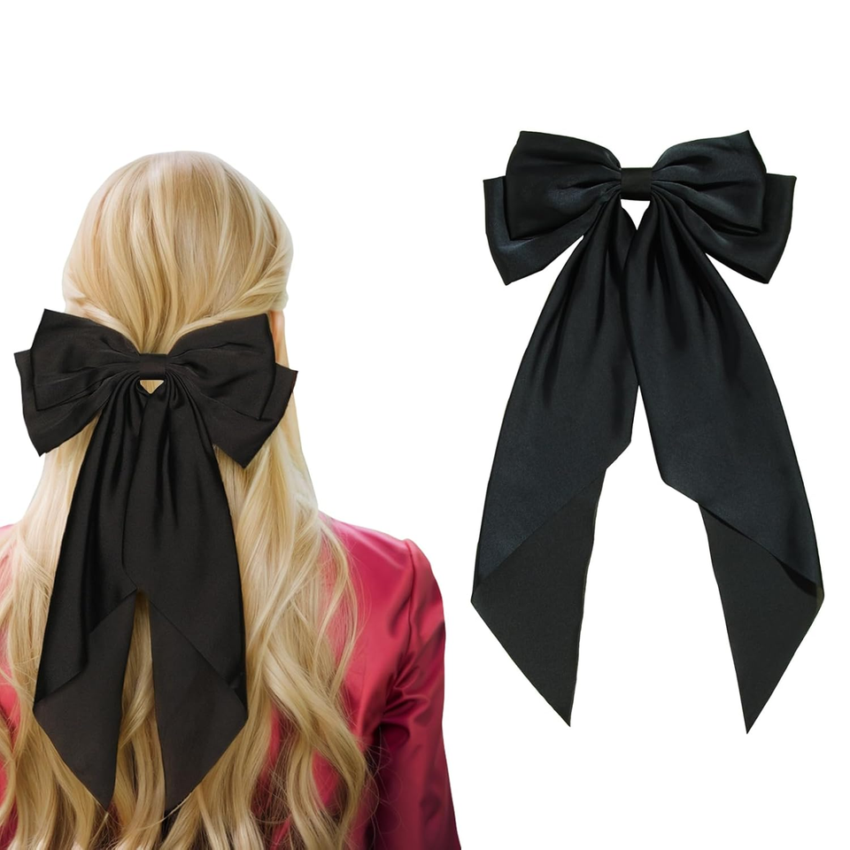 Women'S Satin Hair Accessories: Long Ribbon Hair Pins with Big Bows for ...