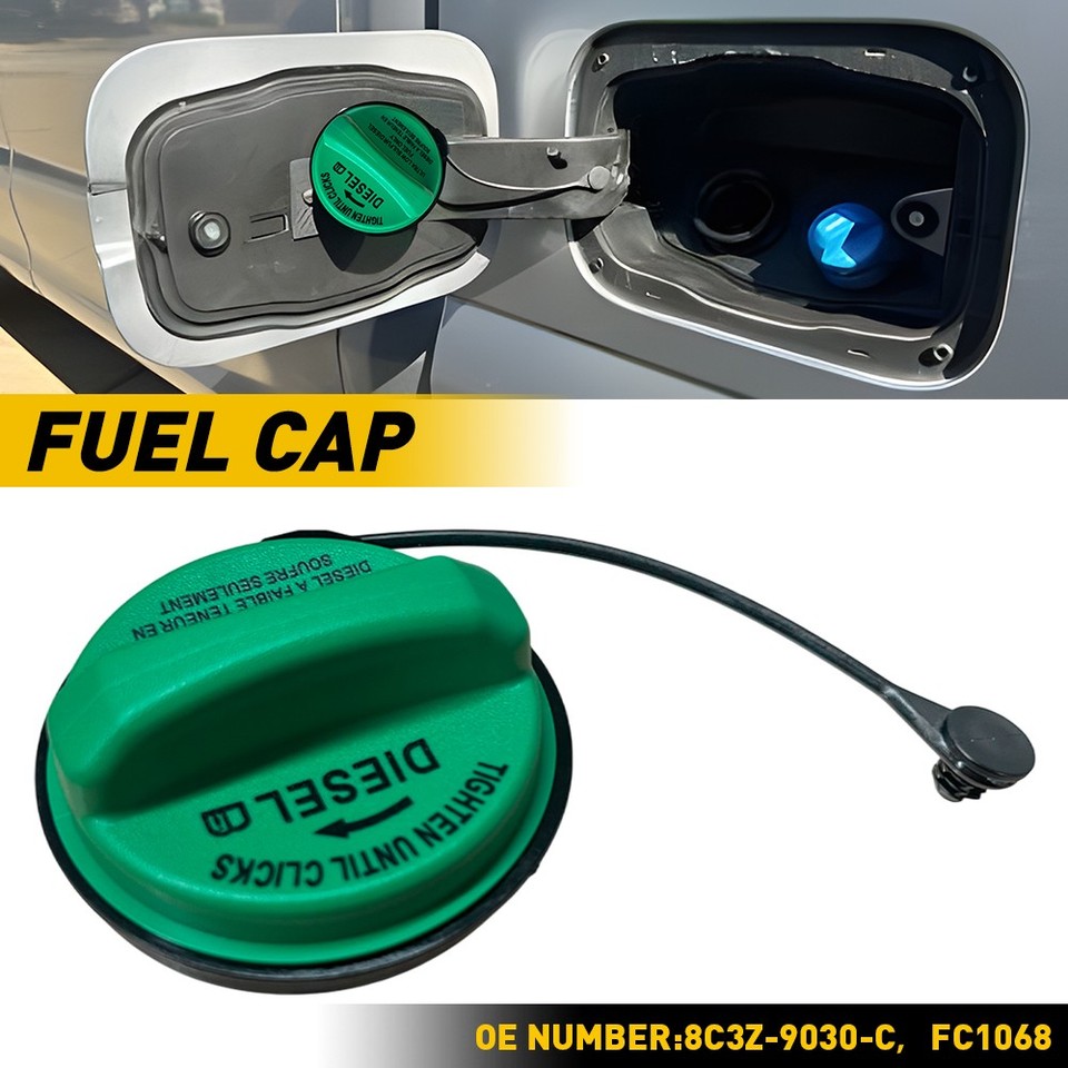Gas Fuel Filler Cap w/Tether Green For 09-17 Ford F250 Super Duty Truck ...