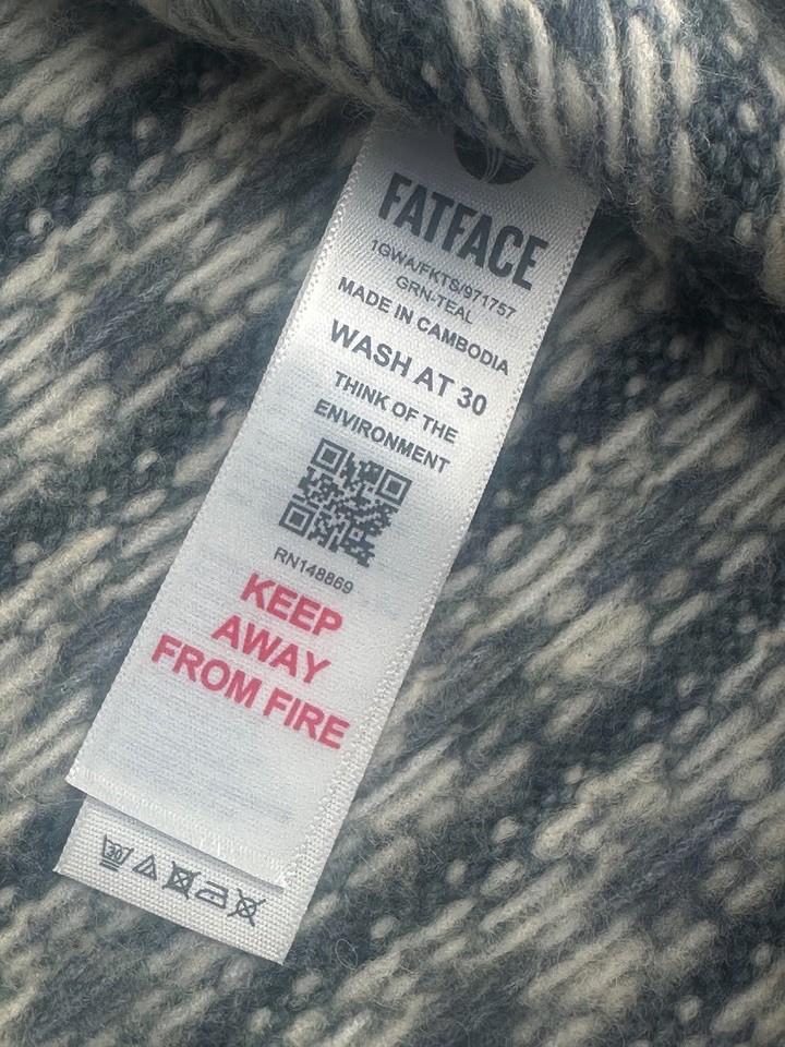 Fat Face Smoke Blue / Cream Print L/S Jumper New Without Tags UK 16 ...