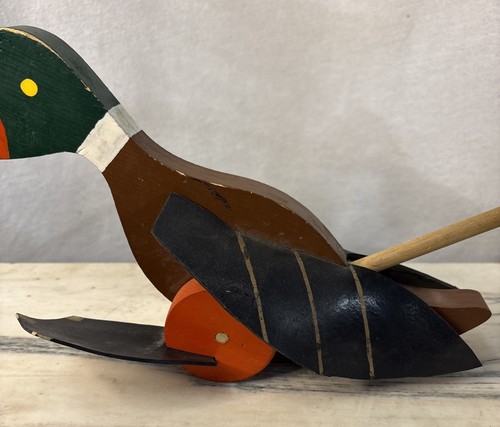 Vintage Wood Walking Duck Rubber Flappy Feet Stick Push Toy Hand ...