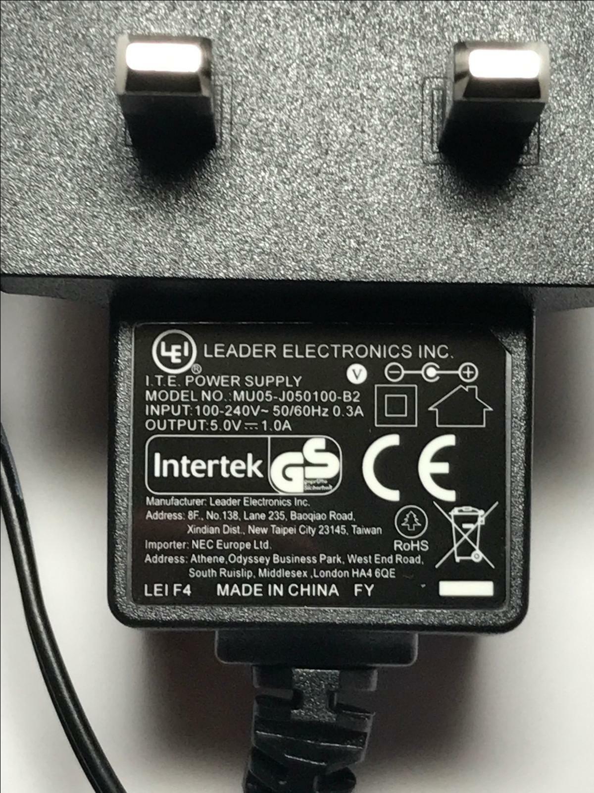 5V 1A 5.0V 1.0A Leader Electronics ITE Power Supply MU05-J050100-B2 4mm ...