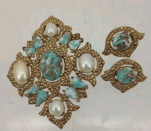 Vintage Sarah Coventry Faux Turquoise/Pearl Brooch Or As A Pendant ...
