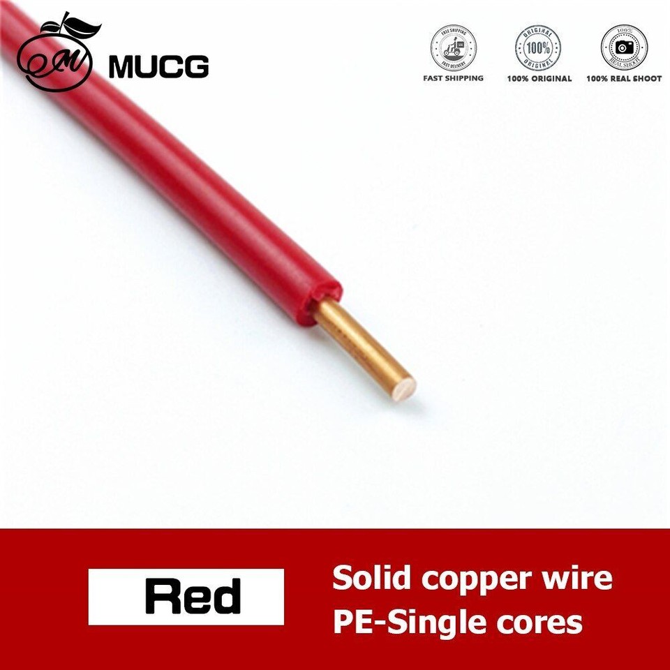 Copper Wire Solid Cable 5meter Flat Single Cores Black Red Sheathed ...