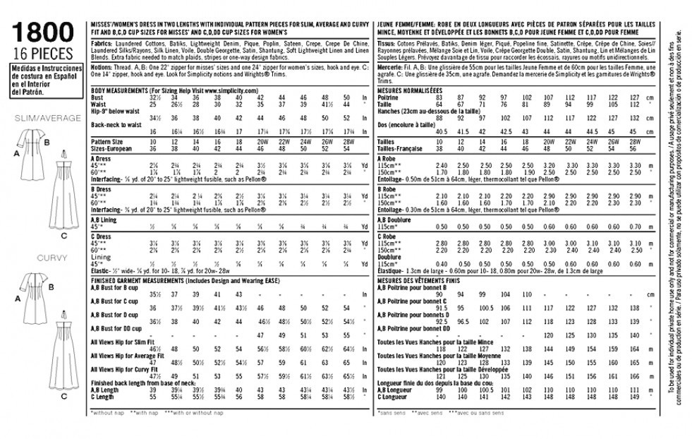 Simplicity Ladies Sewing Pattern 1800 Open Neckline Dresses (Simplicity ...