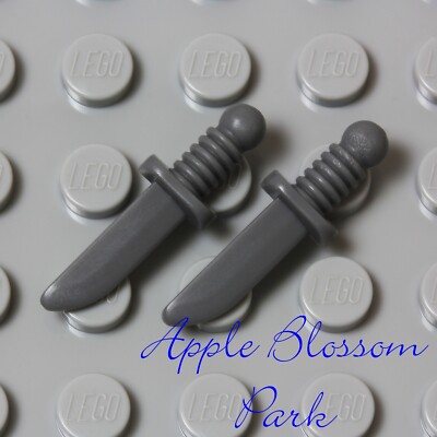 NEW Lego x2 Ninja Minifig GRAY BOWIE KNIVES Pirate Ninjago Knife Dagger ...