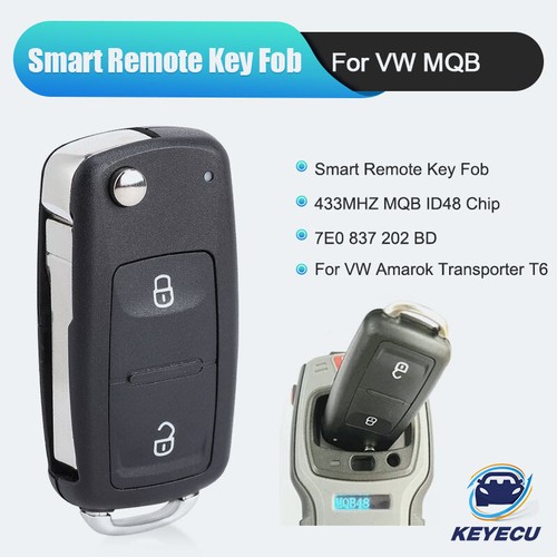 Flip Remote Key FOB 433Mhz MQB48 For VW Amarok Transporter T6 7E0 837 ...