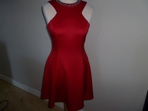 Red AX beaded dress size 10 | eBay UK