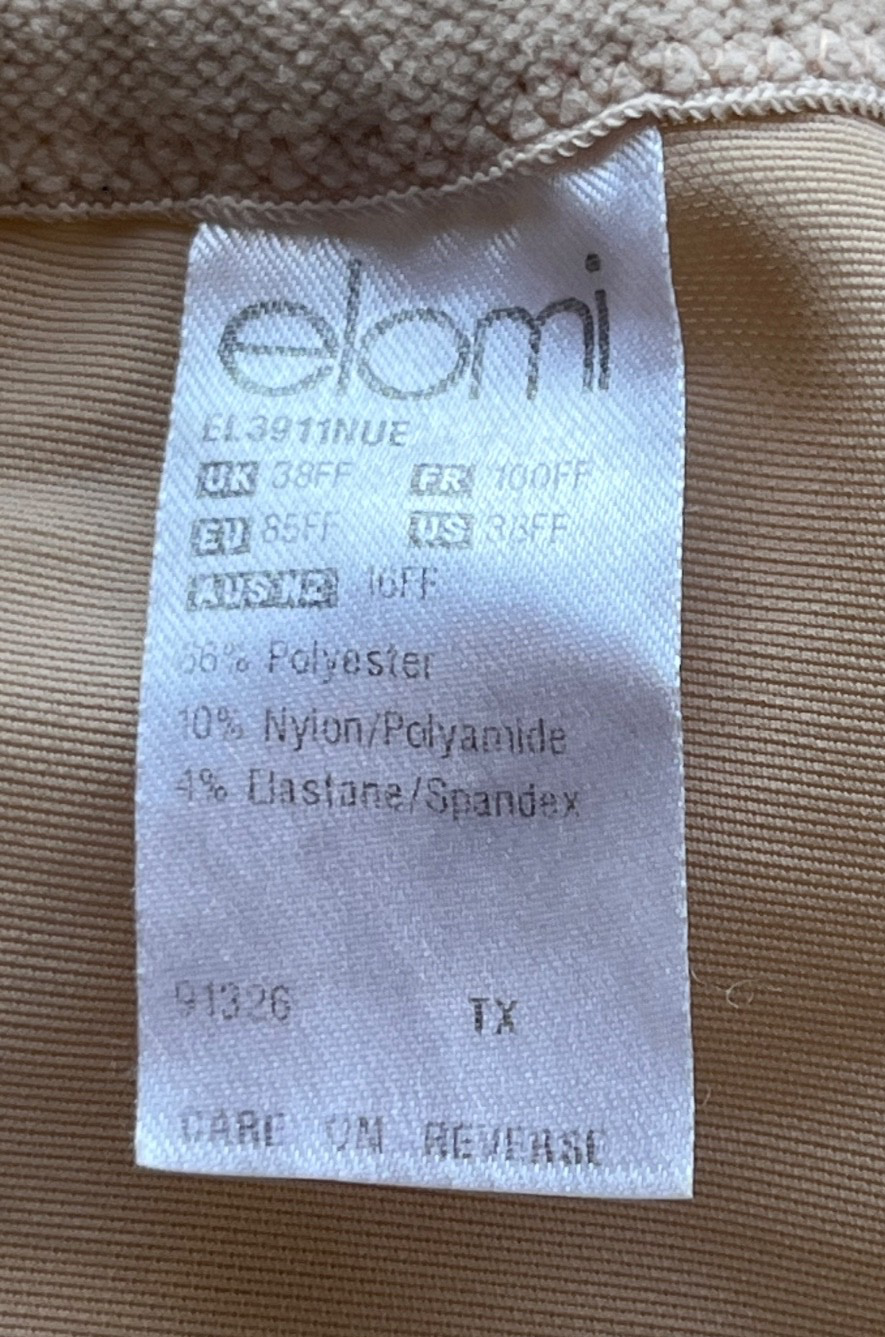 ELOMI 3911 BEIGE NUDE SMOOTHING SEAM FREE UNDERWIRE BRA SIZE 38FF | eBay
