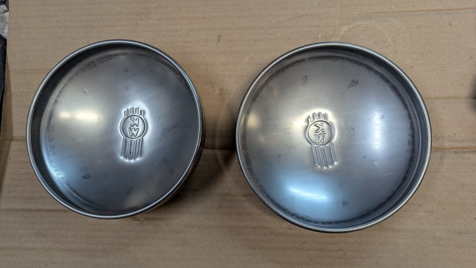 KENWORTH Semi Truck Rear Hub Cap Covers 4 x Stainless 8" Dome Style ...