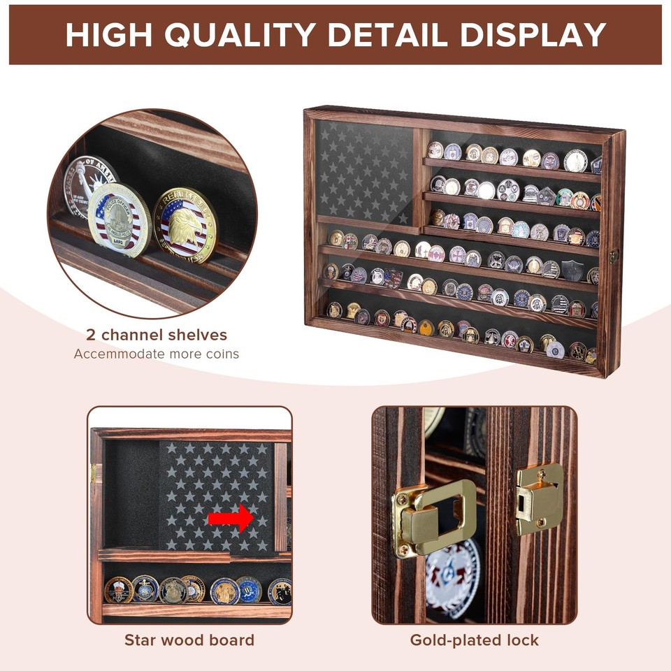 MOCAS Challenge Coin Display Case Lockable Military Holder Cabinet ...