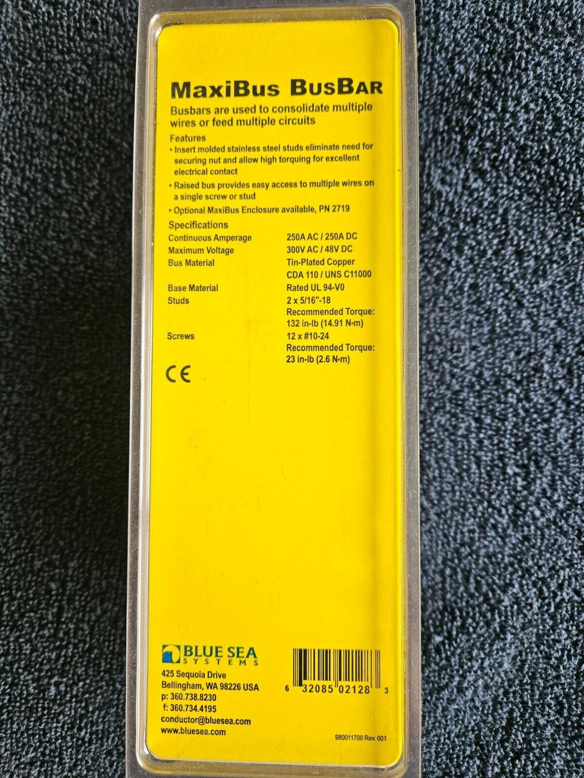 Blue Sea Systems MaxiBus BusBar 250A AC, 250A DC - New, Unopened | eBay