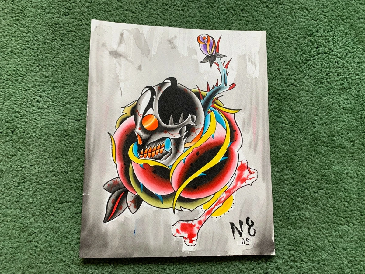 American Traditional Skull Flash