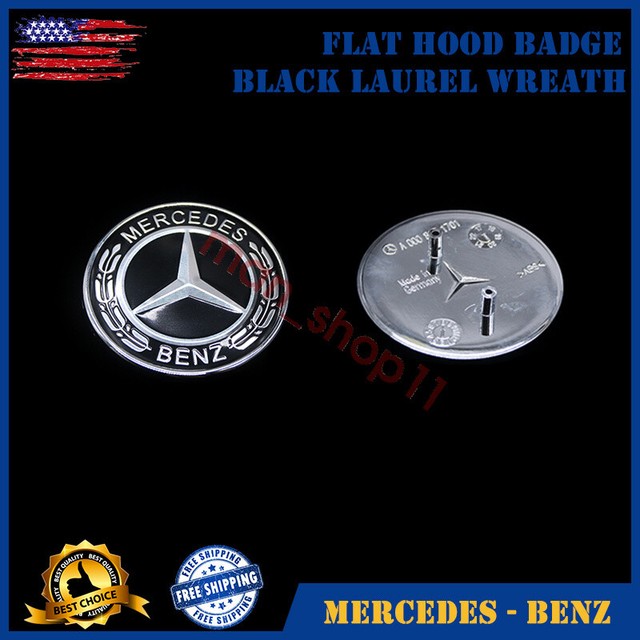 Genuine Mercedes-Benz Black Wreath Flat Bonnet Badge Emblem A0008171601 ...