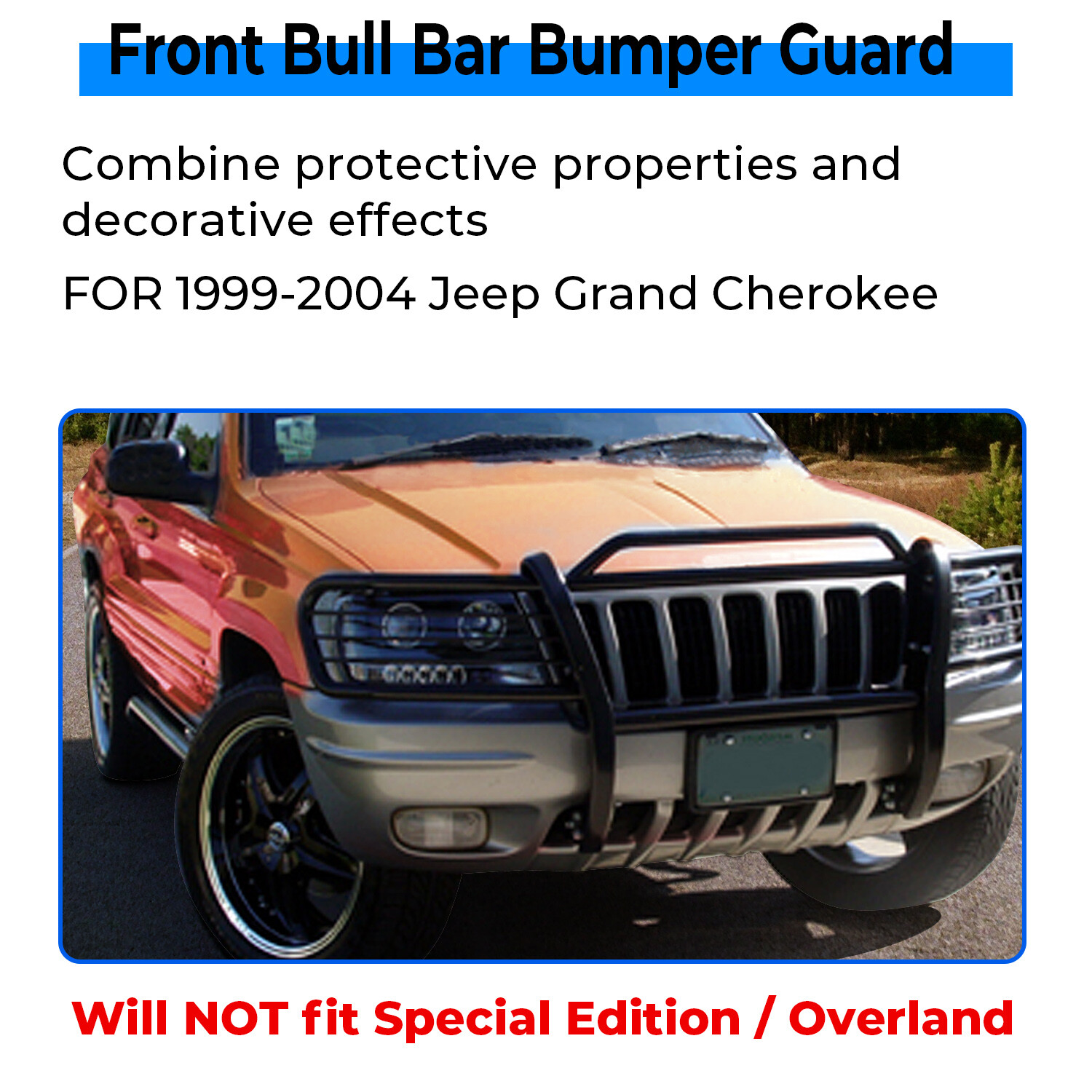 FOR JEEP GRAND CHEROKEE WJ 1999-04 POWDER COATED FRONT BUMPER BRUSH ...