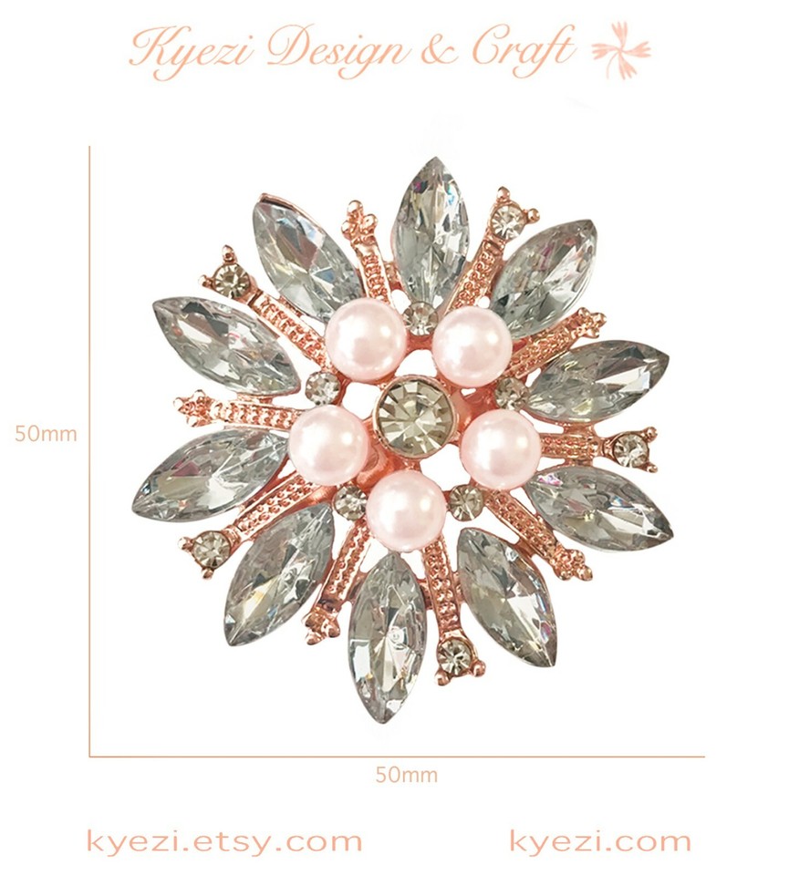 9pcs Rose Gold Gorgeous High Quality Pearl Crystal Rhinestone ...