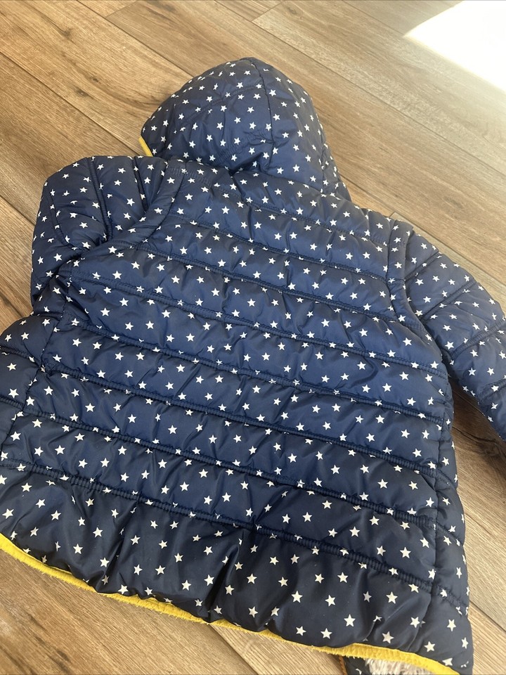Mini boden jacket coat winter vest girl 6-7 stars very warm Blue Yellow ...