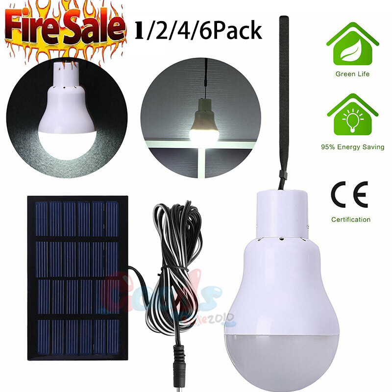 Rechargeable Solar Panel LED Lights Bulb Tent Lamp Yard Camping Outdoor ...