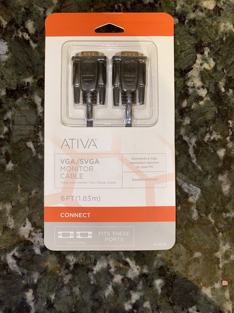 Ativa Vga/svga Monitor Cable 6ft Hdb15 Male Plugs High Resolution for ...