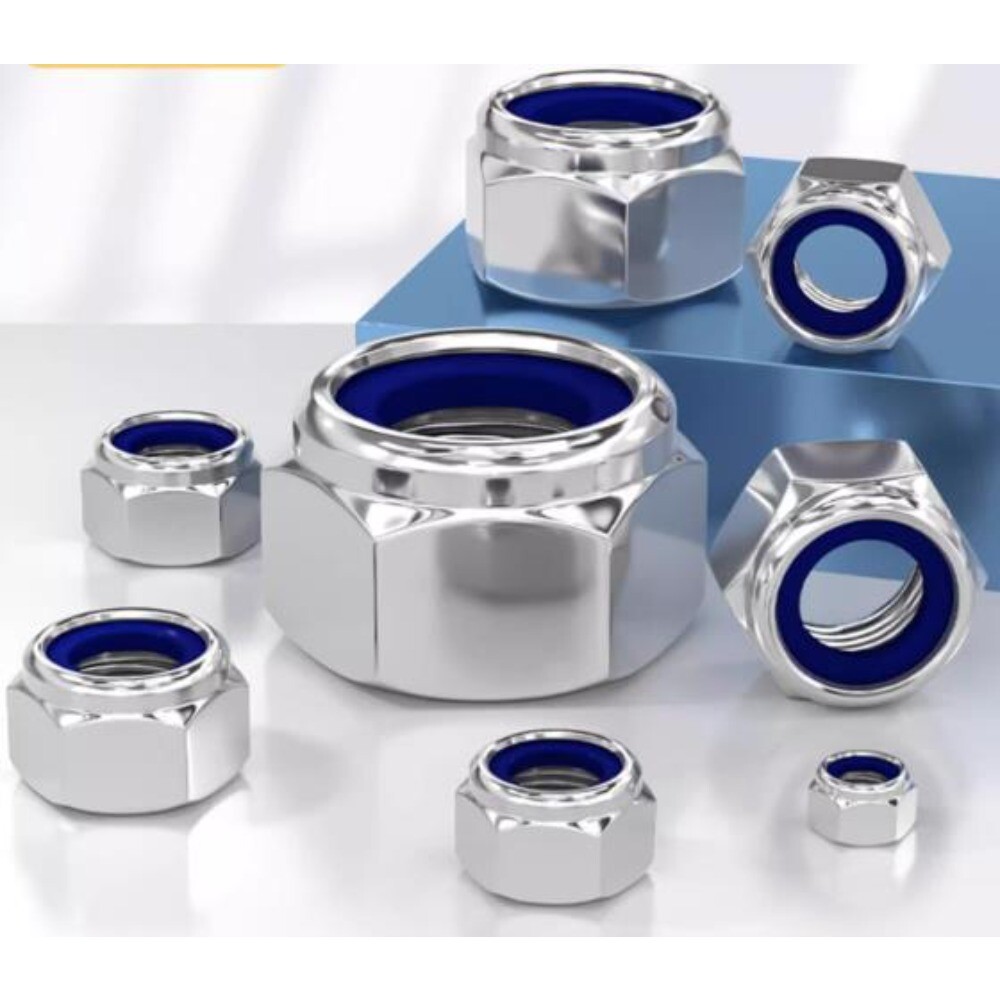 10PCS M8 304 Nyloc Self Locking Hex Nuts Nylon Insert Lock Nuts A2 ...