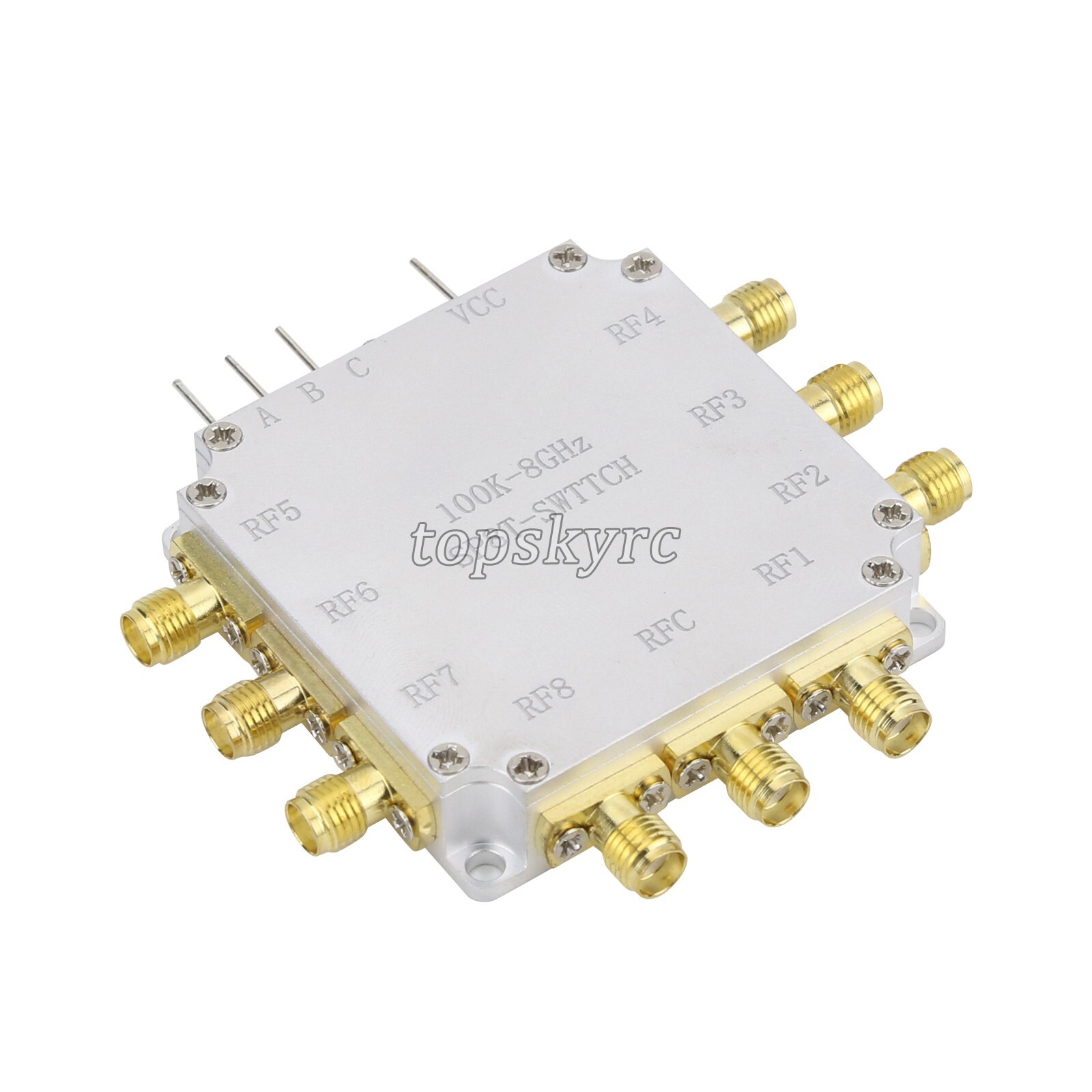 LF-8GHz 100K-8GHz SP8T Switch RF Switch with Metal Shell Low Insertion ...