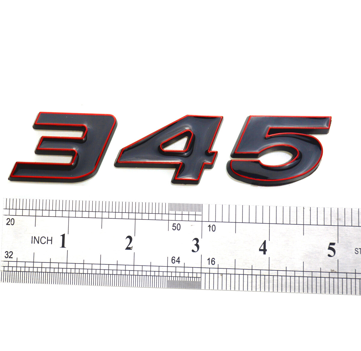 For New 345 Emblem Logo Nameplates 3D Black Red Edge Badge - 2Pcs | eBay