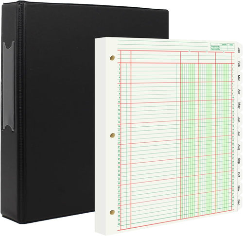 100 Sheets Accounting Ledger Paper 3 Ring Binder Monthly Tabs 3 Column ...