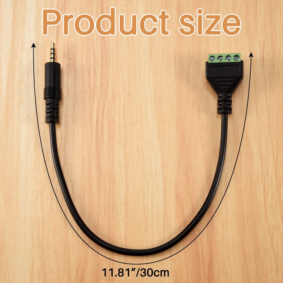 3.5mm Screw Terminal Adapter Speaker Cable 4-Core Stereo TRRS Male Hole ...