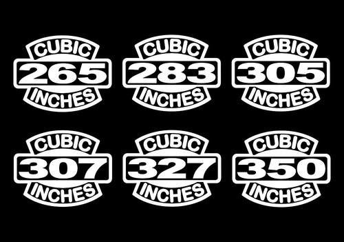 2 SBC V8 ENGINE DECALS 265-283-305-307-327-350 CUBIC INCHES STICKERS ...