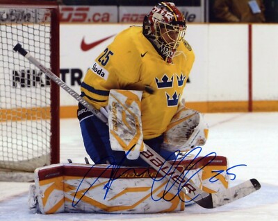 JACOB MARKSTROM SIGNED 8X10 PHOTO SWEDEN HOCKEY FLAMES CANUCKS PANTHERS ...