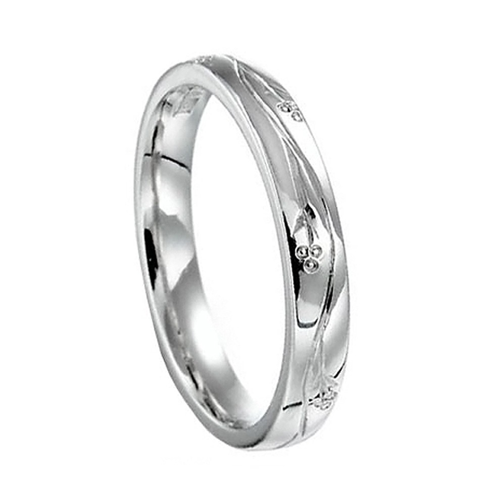 4mm Bespoke Hand Engraved Sterling Silver Court Comfort Wedding Rings ...