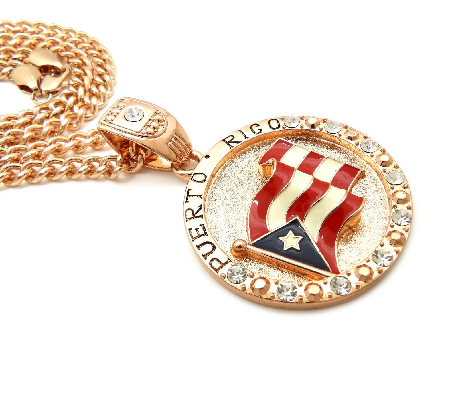 New Puerto Rico Pendant 6mm/24",30",36" Cuban Chain Hip Hop Necklace ...
