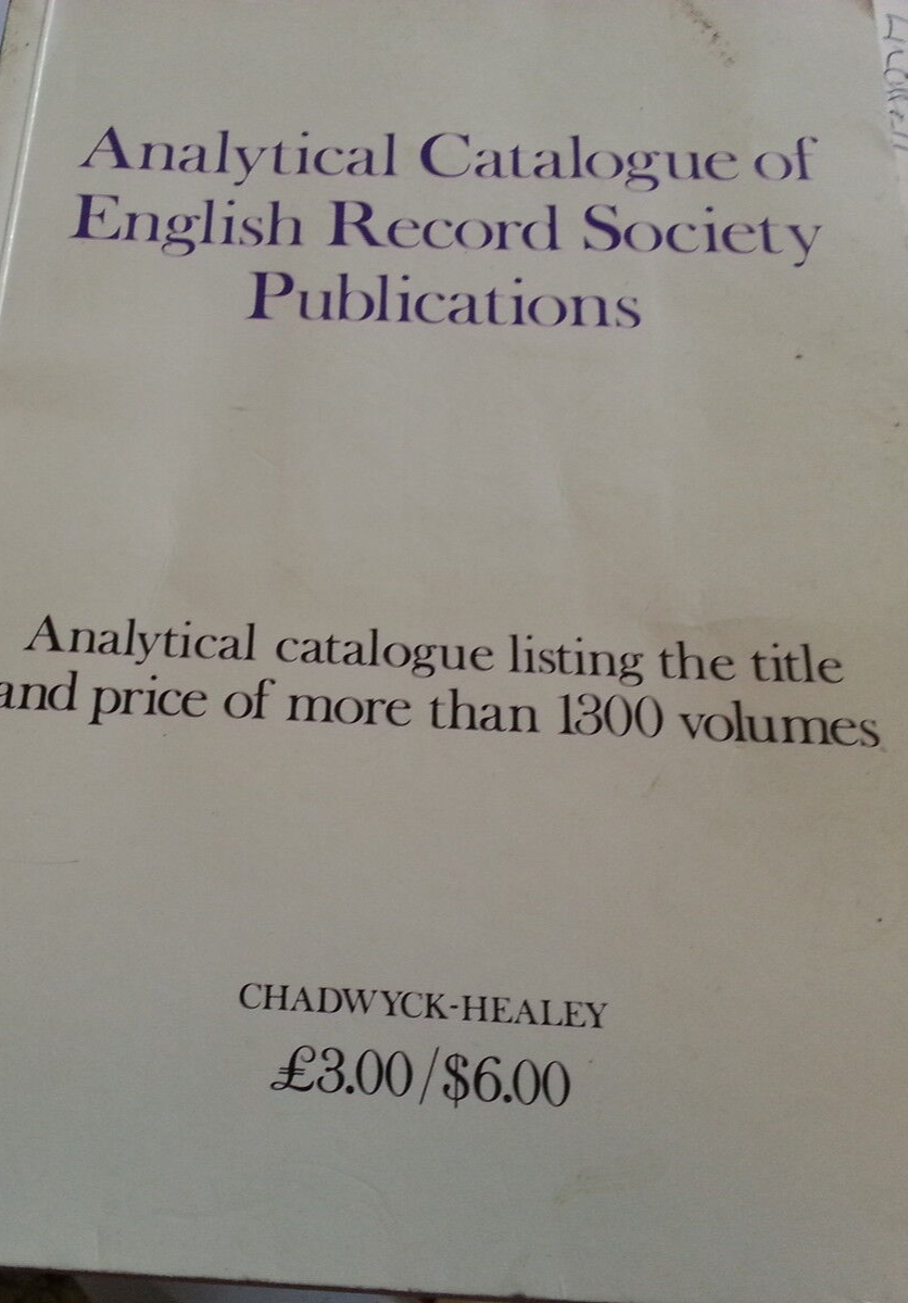 Analytical Catalogue of English record society By Healey Chadwyck ebay ...