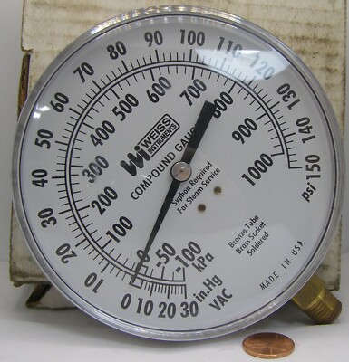 Weiss Instruments Compound Pressure Gauge 4CTS 0-150psi | eBay