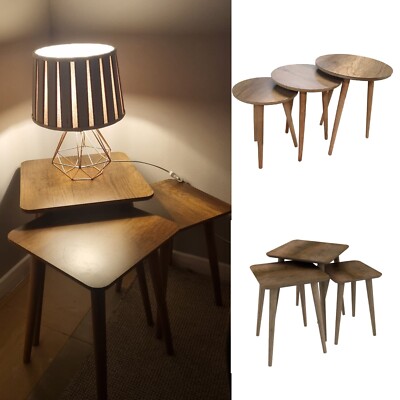 Set Of 3 Coffee Tables Wooden Side End Table Lamp Stand Nesting Nest ...
