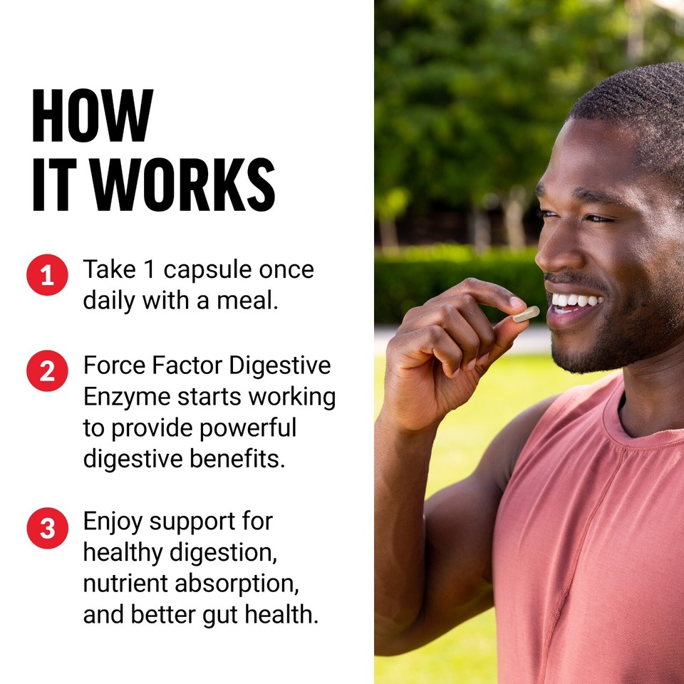 Force Factor Digestive Enzymes Complex, Support Digestive Health & Gut Health | eBay