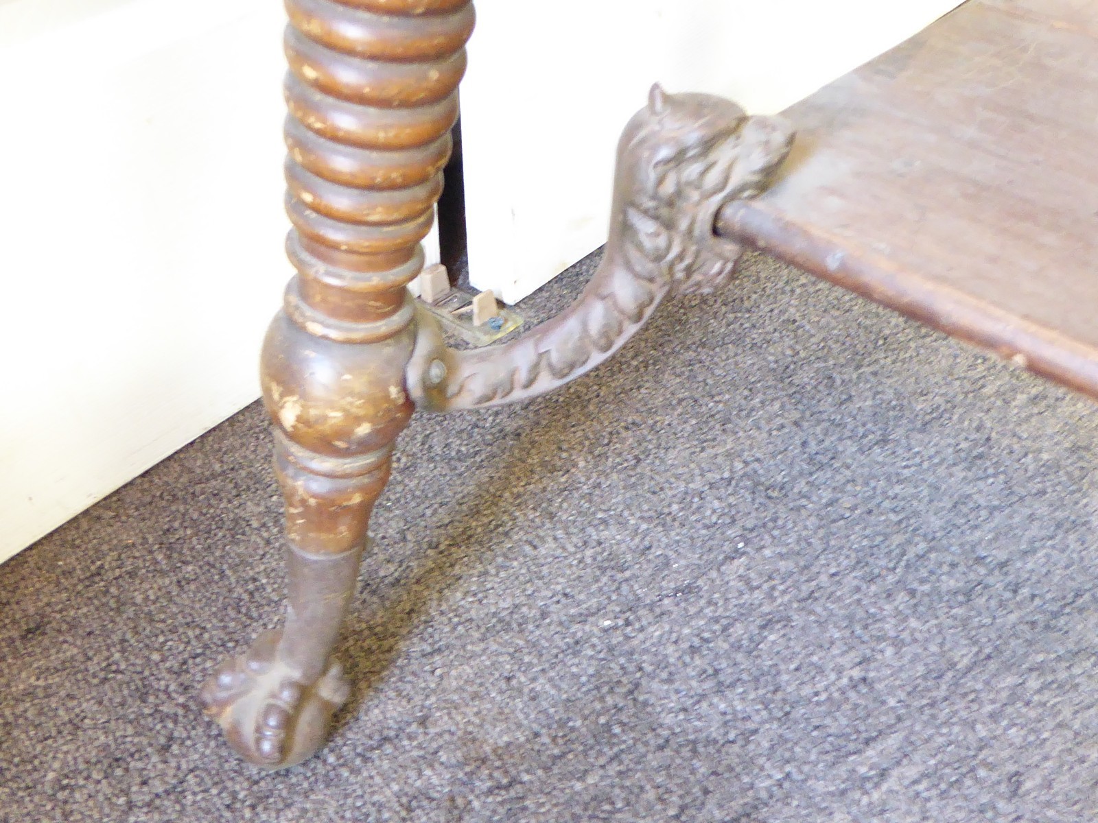 MERKLIN ATTR VICTORIAN MAHOGANY BALL & CLAW TABLE 28" x 28" WIDE, 30 ...