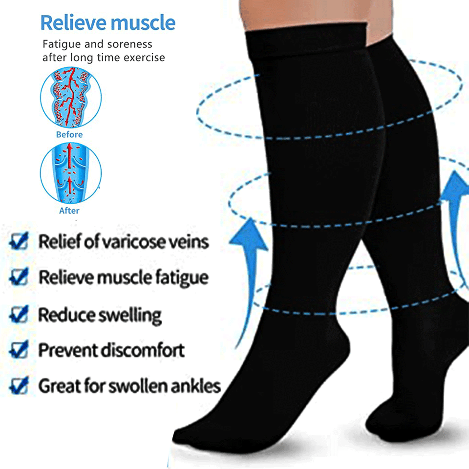 XL-7XL 20-30mmHg Medical Grade Compression Socks Knee High Support ...
